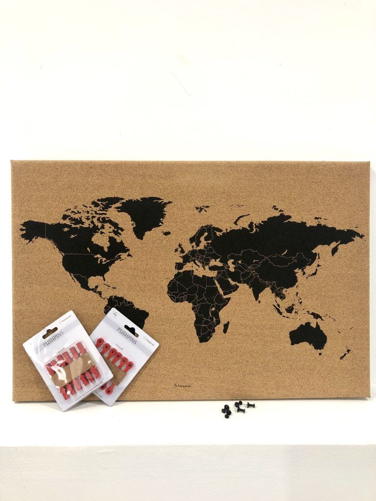 Pack Mapamundi + chinchetas puntero y chinchetas flecha - Bangaram